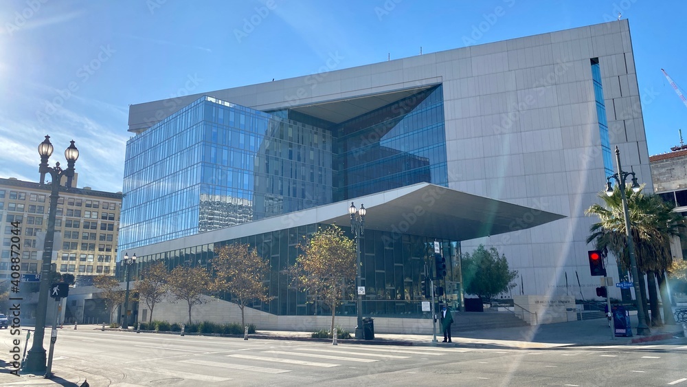 LOS ANGELES, CA, NOV 2020: wide angle view Los Angeles Police Dept ...