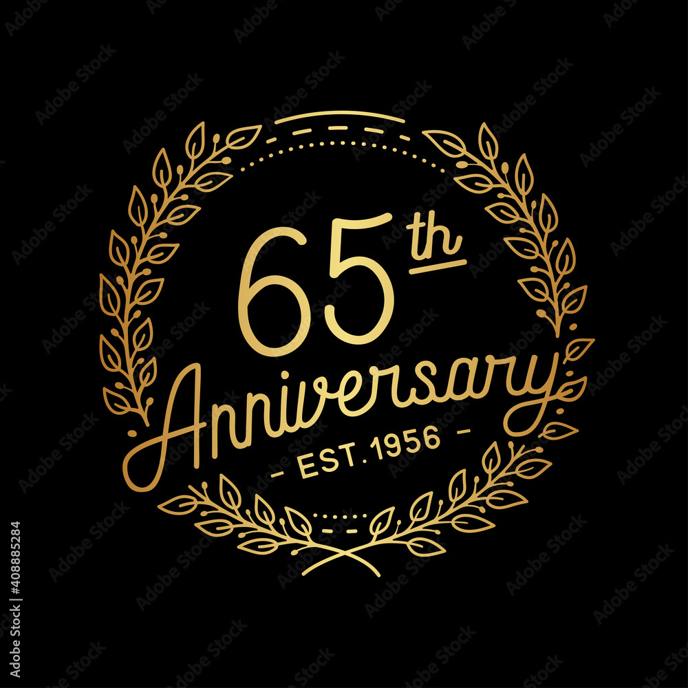 65 years anniversary celebrations design template. 65th logo. Vector ...