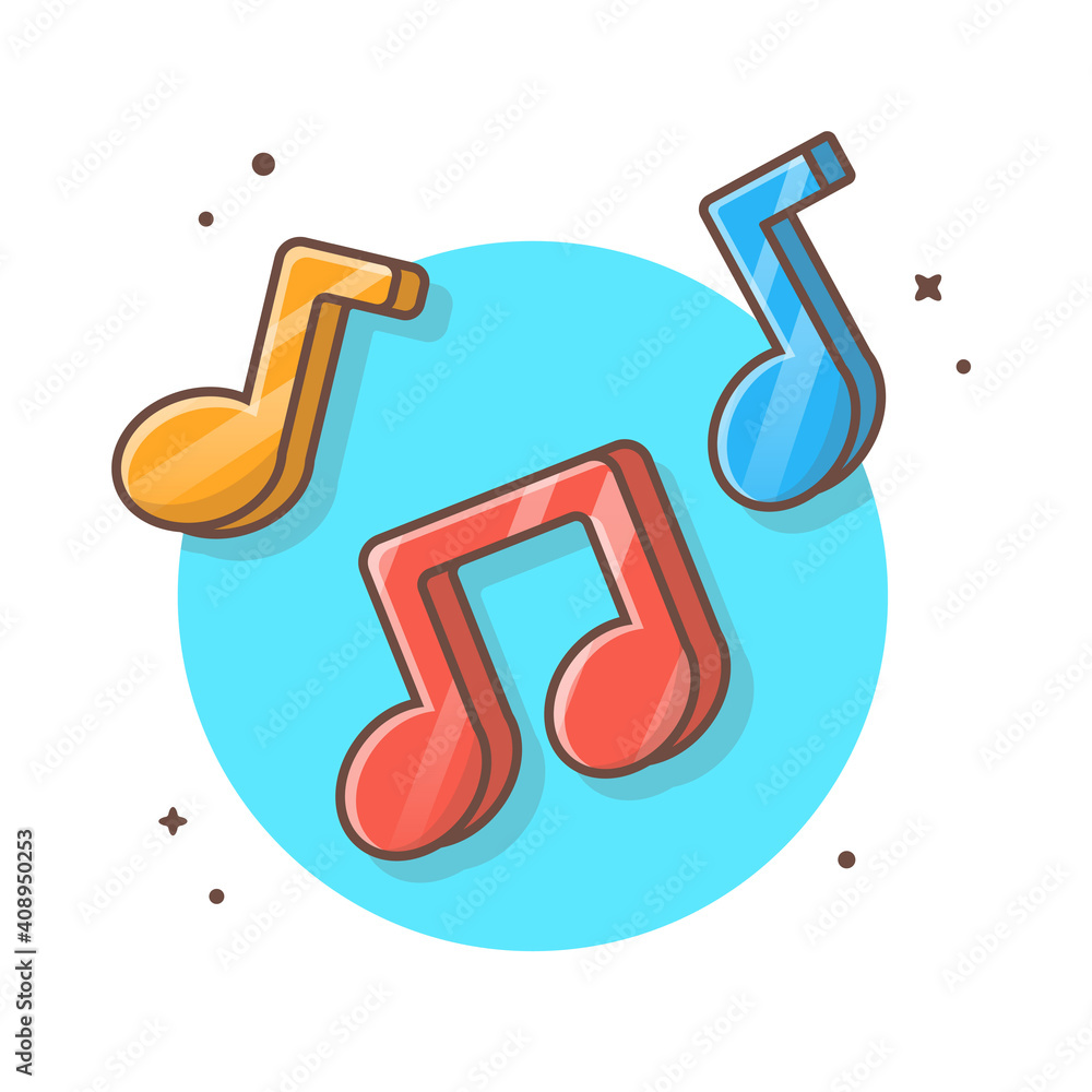 Colorful Music Note Cartoon Vector Icon Illustration. Recreation Object ...