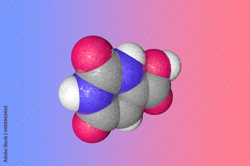 Molecular structure of orotic acid or vitamin B13. Atoms are ...