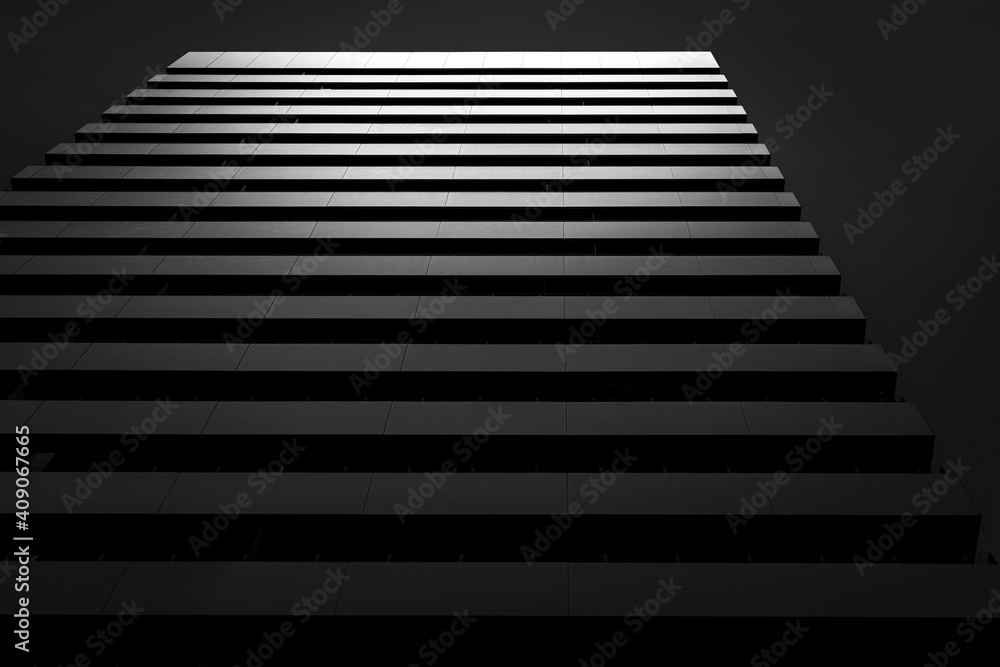 Black and white horizontal lines of facade of a modern building Stock ...
