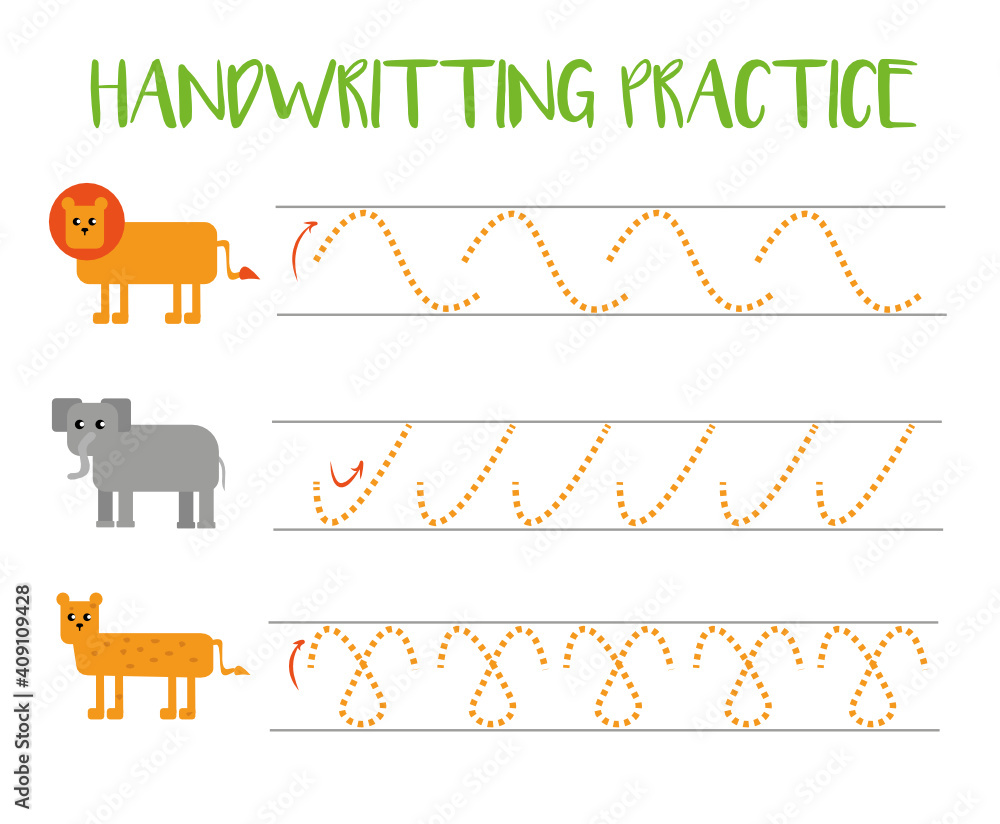 Handwriting practice sheet. Educational children game, printable ...