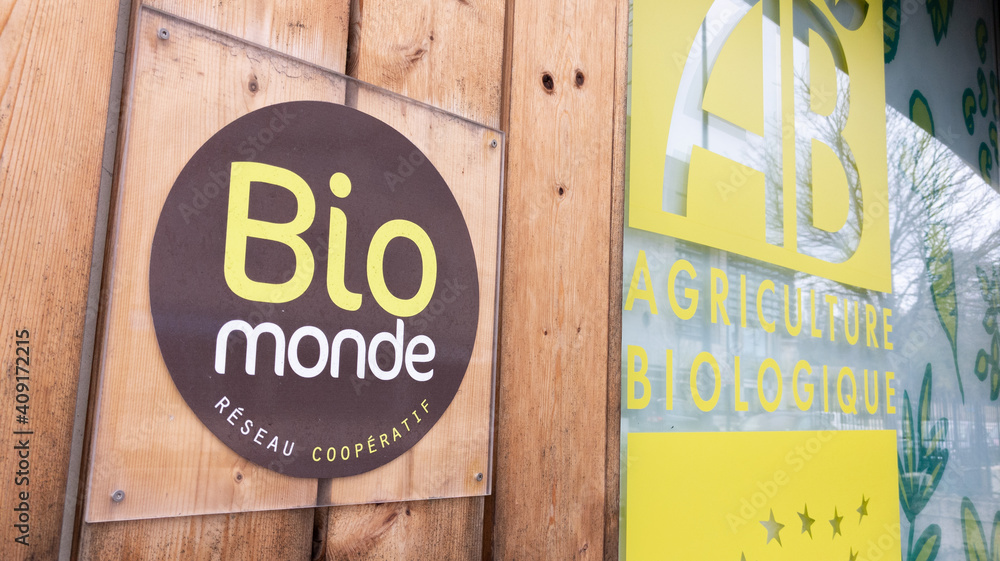 Bio Monde logo brand and text sign front of store commercial ...