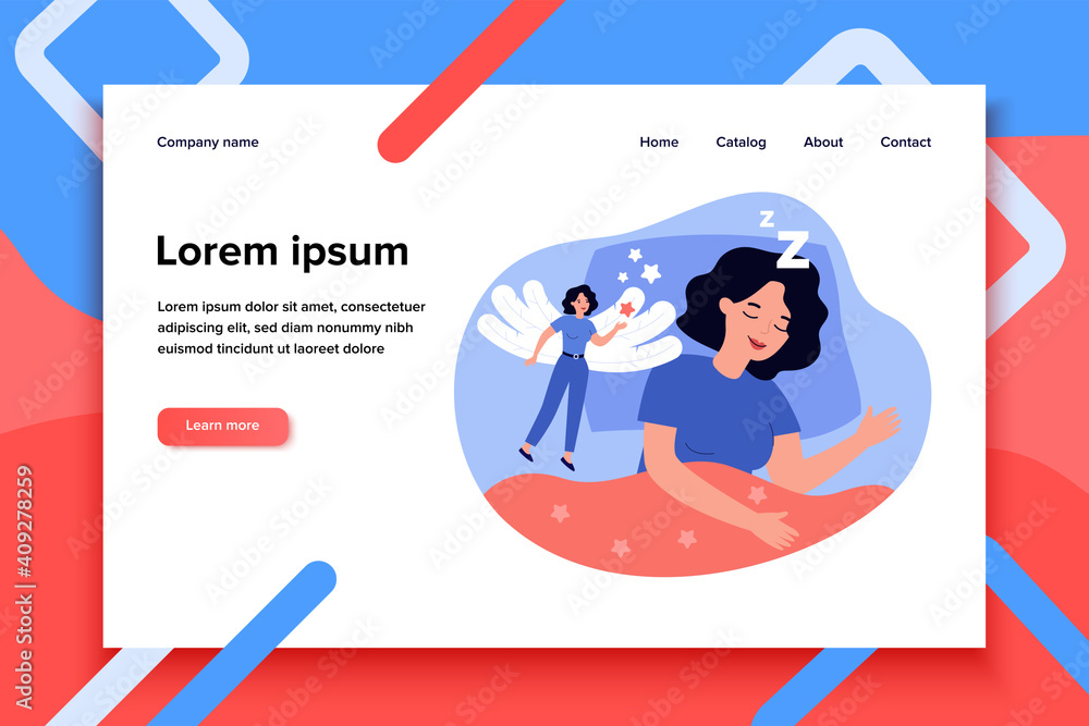 Happy woman lucid dreaming in REM sleep state isolated flat vector ...