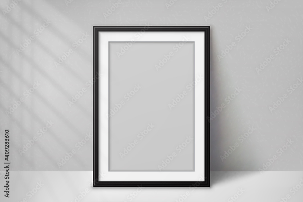 Mockup poster with shadow blinds from window. Mock up sheet paper ...