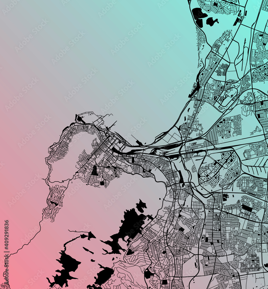 Cape Town, Western Cape, South Africa (ZAF) - Urban vector megacity map ...
