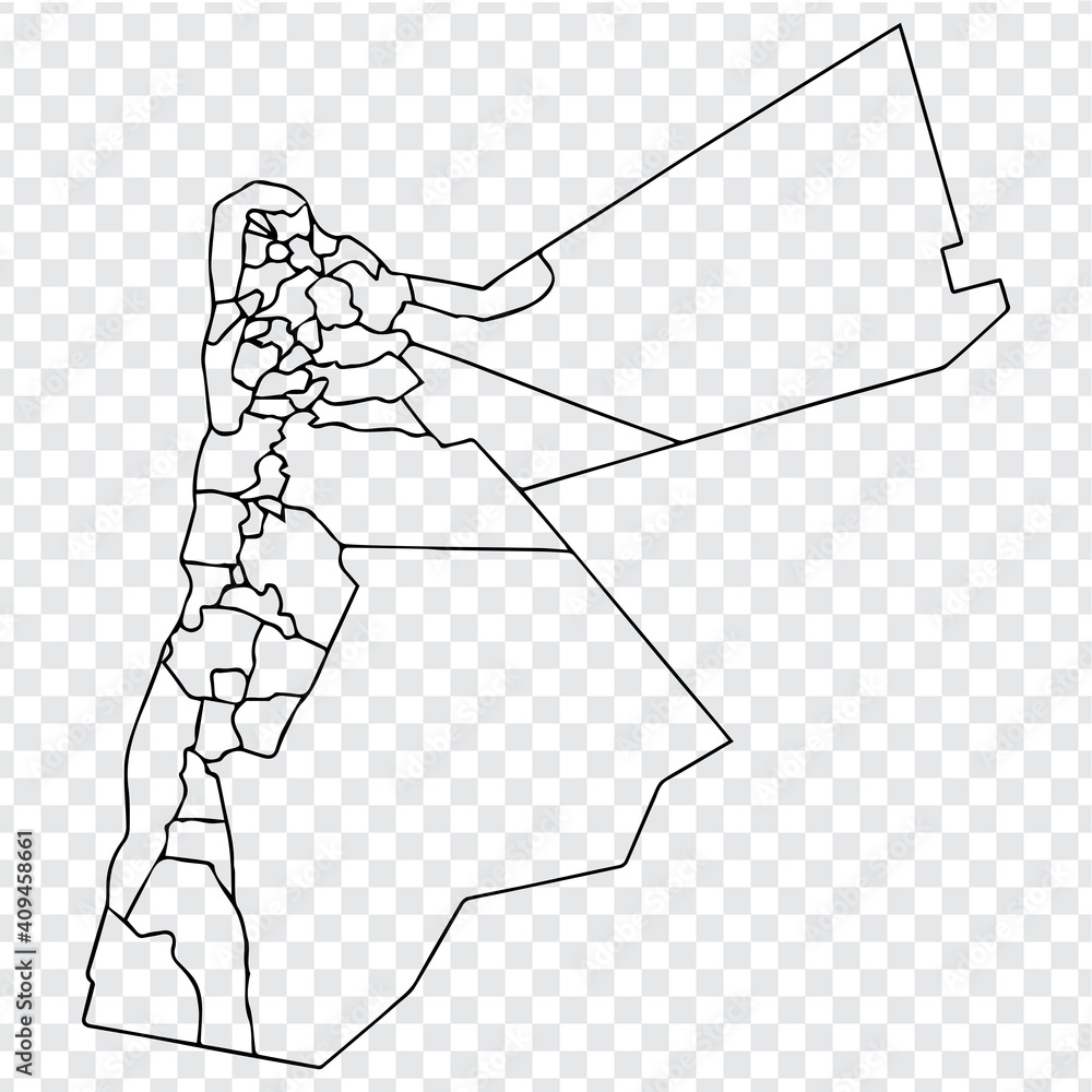 Vector de Stock Blank map of Jordan. Districts of Jordan map. High ...