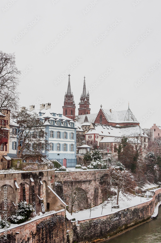 Basel, Münster, Kirche, Rhein, Rheinufer, Grossbasel, Altstadt ...