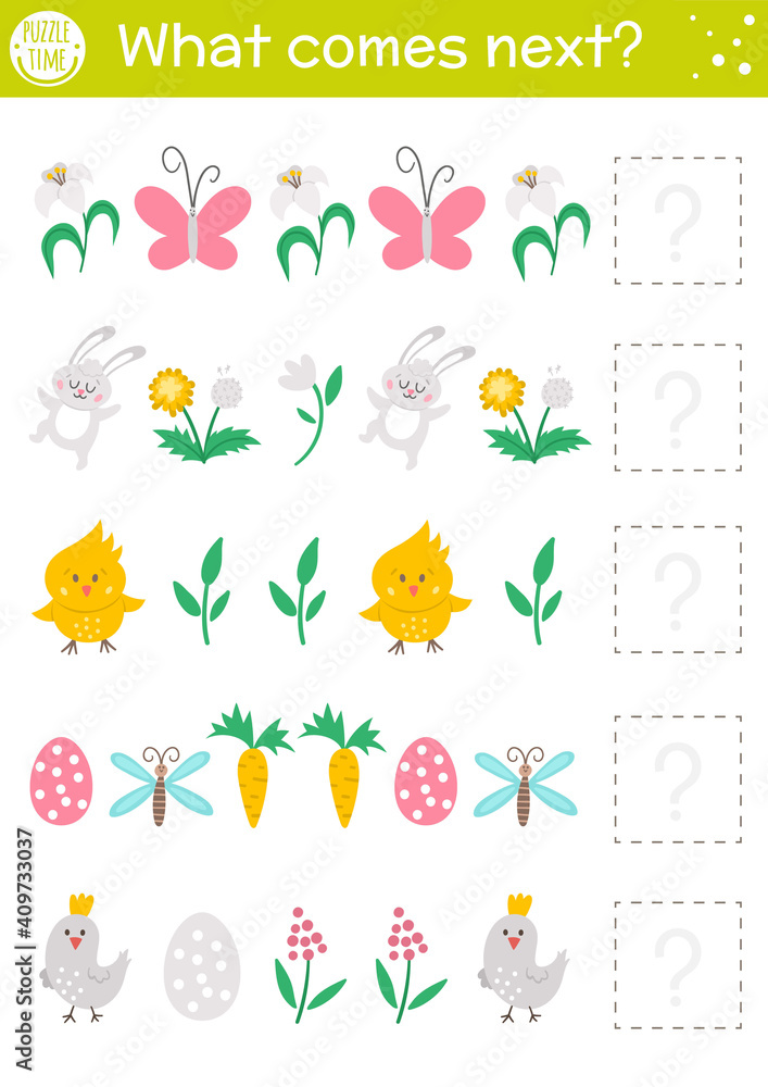 What comes next. Easter matching activity for preschool children with ...