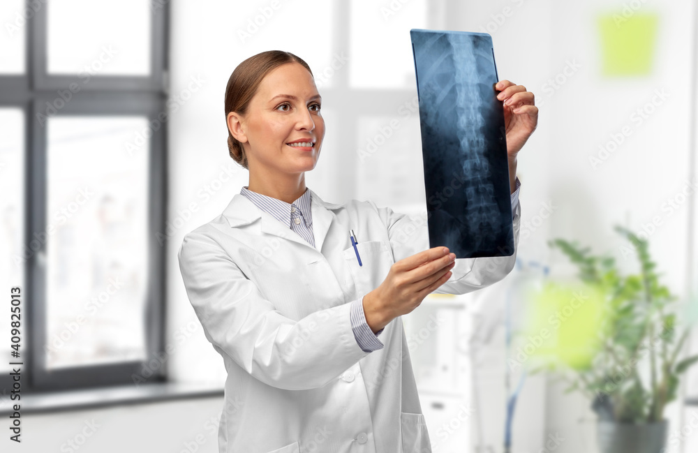 medicine, radiology and healthcare concept - happy smiling female ...