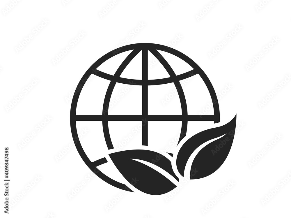 environment icon. environmental and eco symbol. leaf and globe earth ...