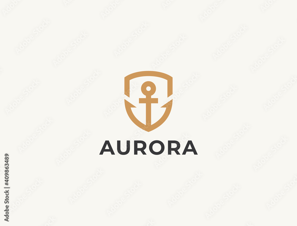 Stock-Vektorgrafik „Anchor logo icon design template. Business symbol or sign. Line anchor ...