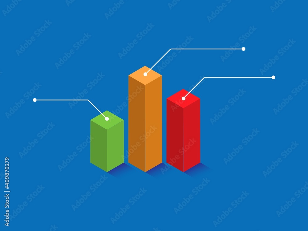 Columnar vector business chart. Growth indicators schedule template. Color data columns Stock ...