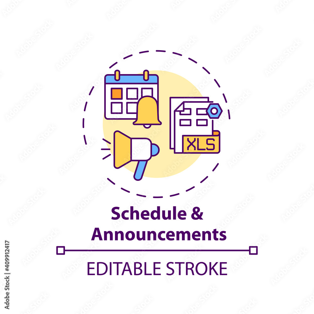 Schedule and announcements concept icon. Online course management ...
