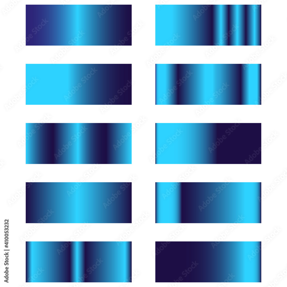 Blue gradient. Collection of colorful gradients with glossy metal ...