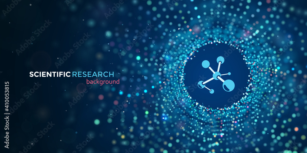 Scientific medical research vector web banner. Science abstract blue ...