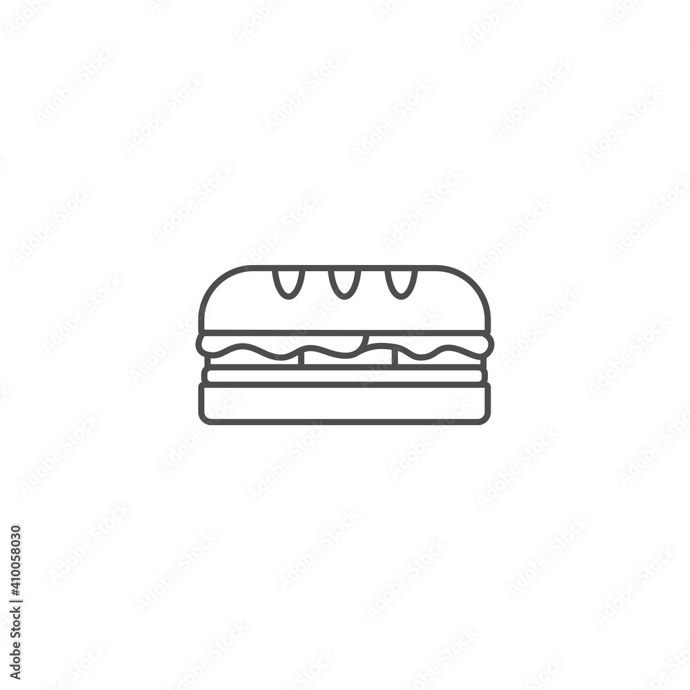 Illustration of Sub Sandwich Outline Icon - Fast Food Icon Set Vector ...