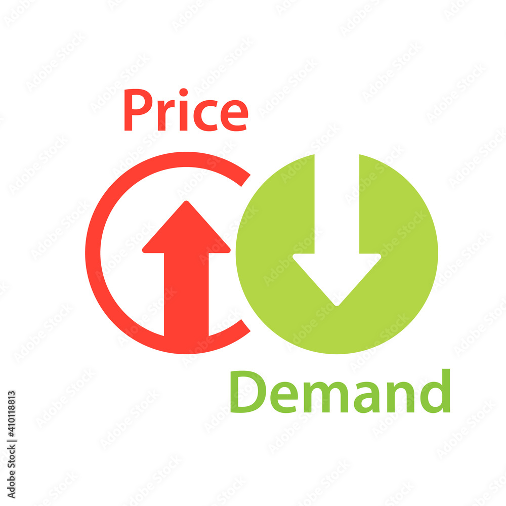Price up demand down icon. Clipart image isolated on white background ...