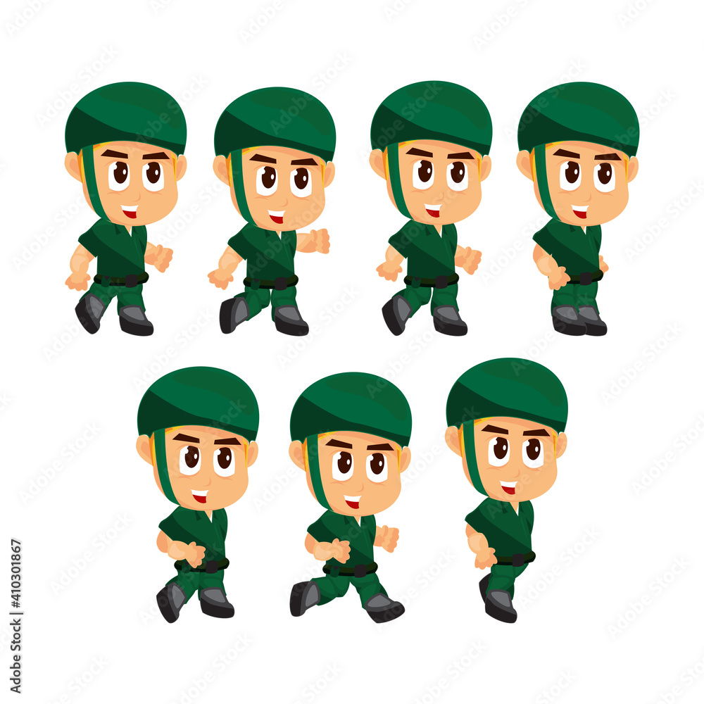 Soldier Run game character for creating shooter action games Stock ...