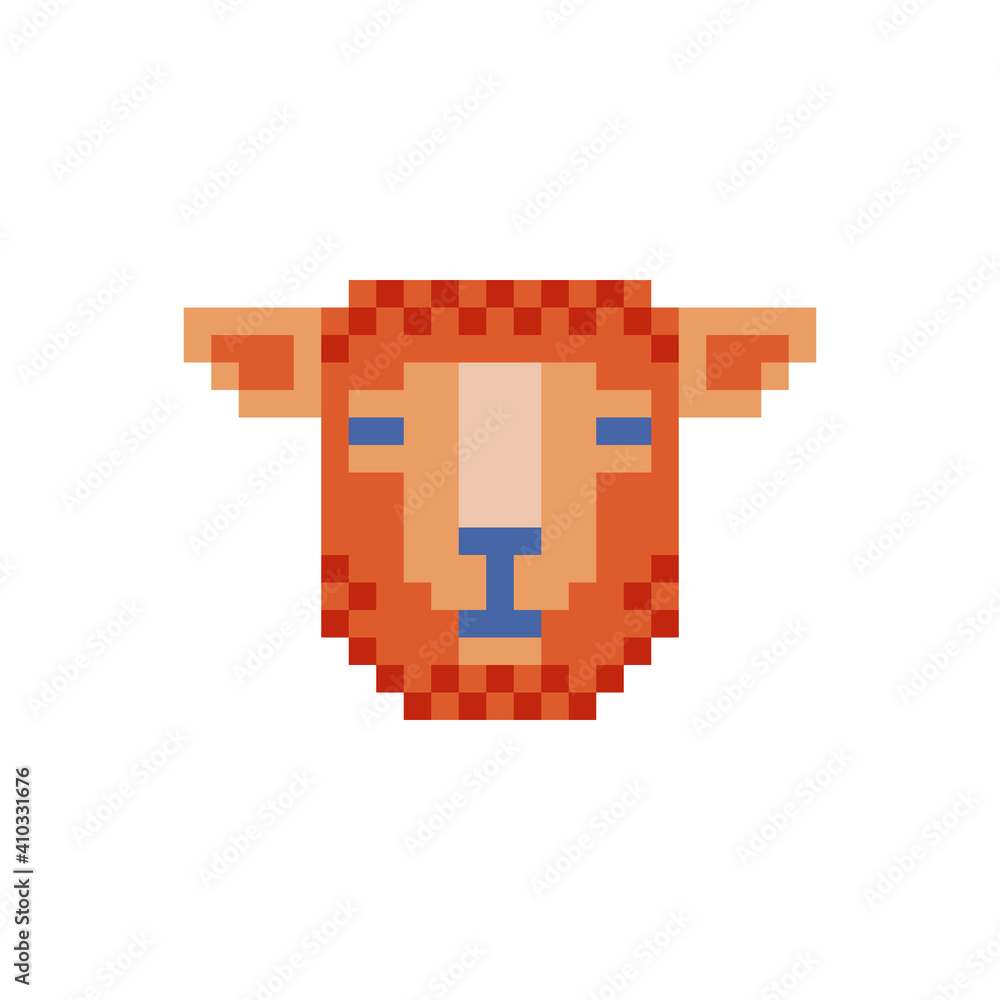Stock-Vektorgrafik „Sheep head pixel art icon lamb animal isolated vector illustration. 8-bit ...