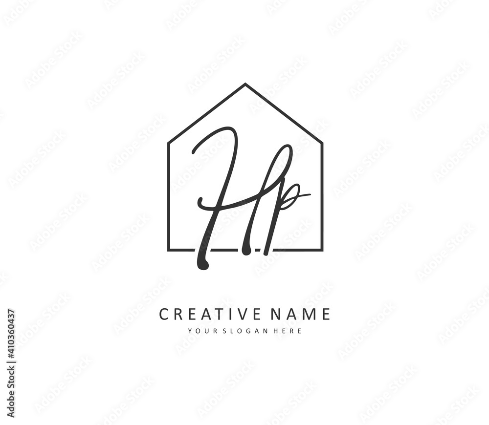 HP Initial letter handwriting and signature logo. A concept handwriting ...