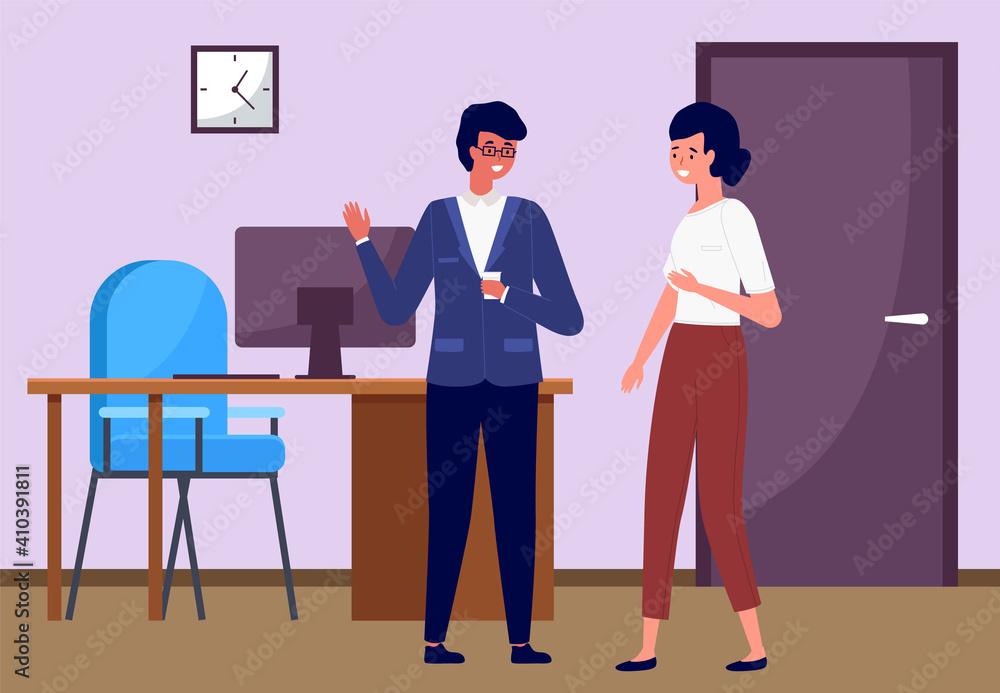Businessmen office workers, friendly communication at workplace. Man ...
