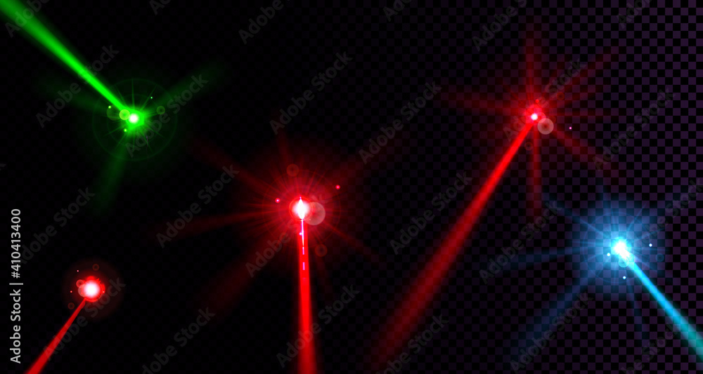 Laser beams set isolated on transparent background. Vector realistic ...