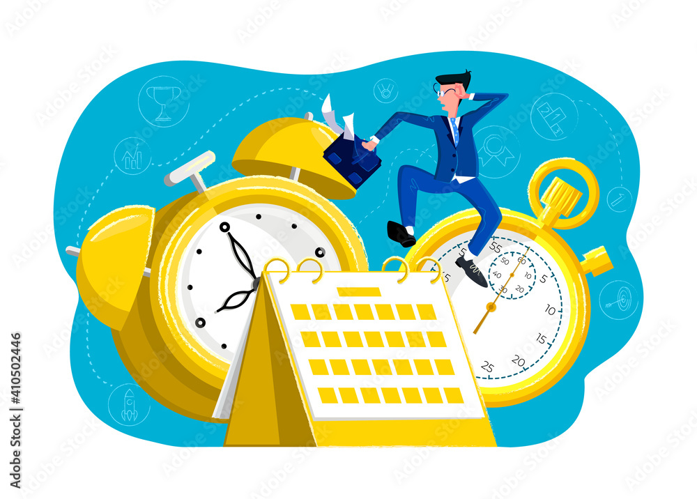 Vector abstract cartoon illustration metaphor running man, worker ...