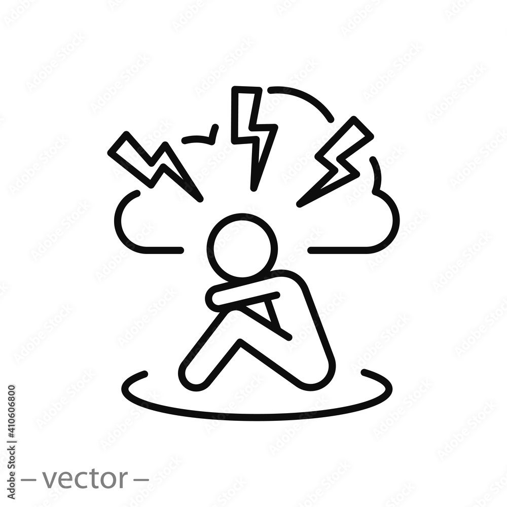 anxiety or stress icon, angry and bad mood, panic or tension, despair ...