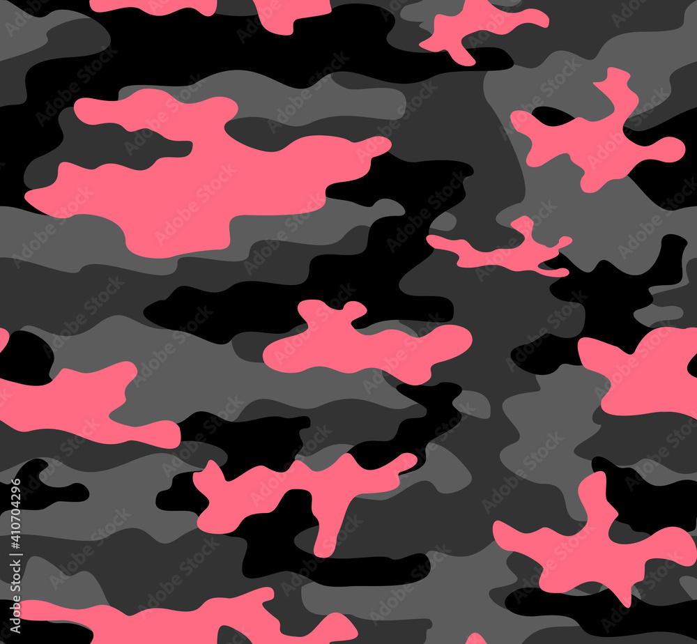 Camouflage vector black background with pink spots trendy classic ...