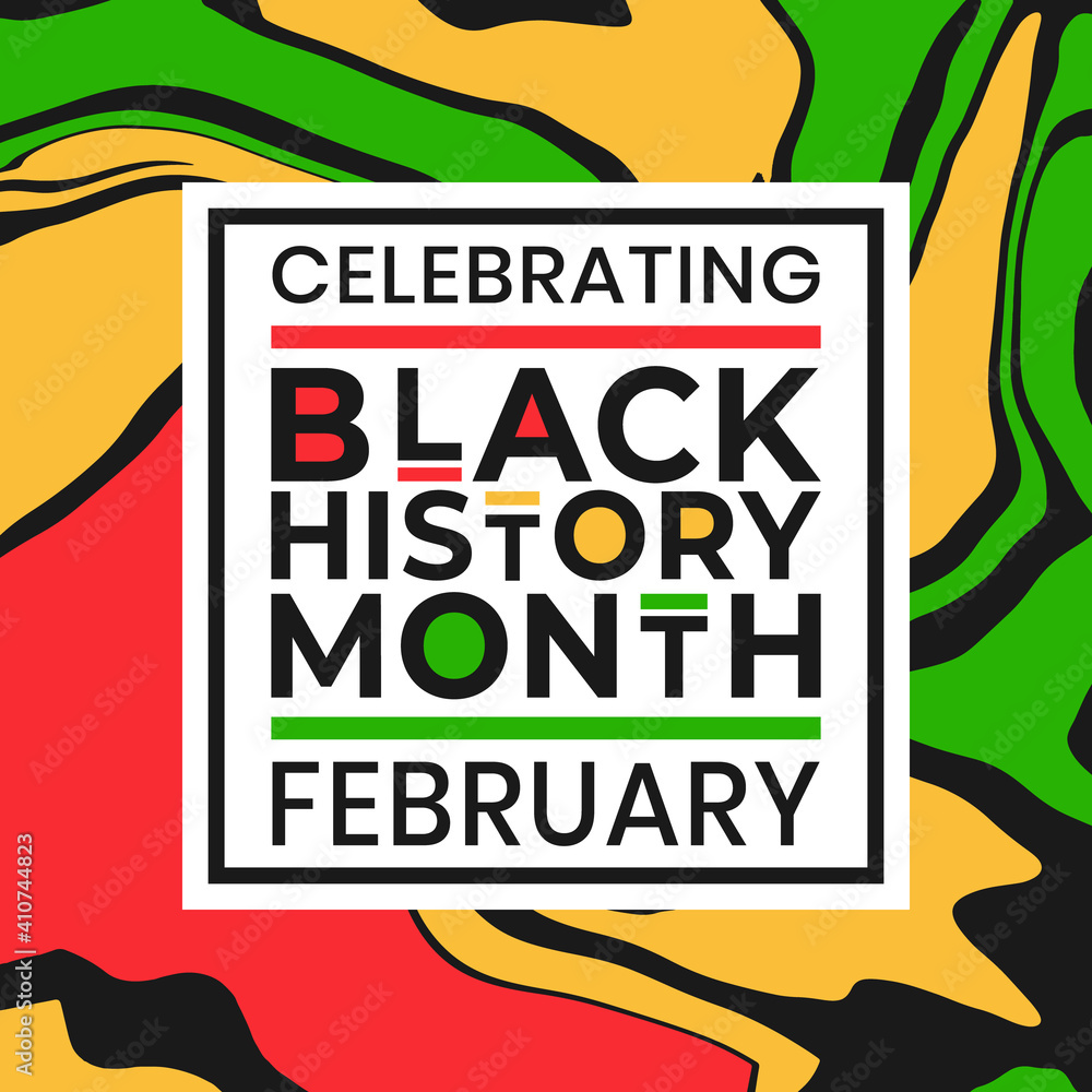 Celebrating Black History Month February banner with colorful liquid ...