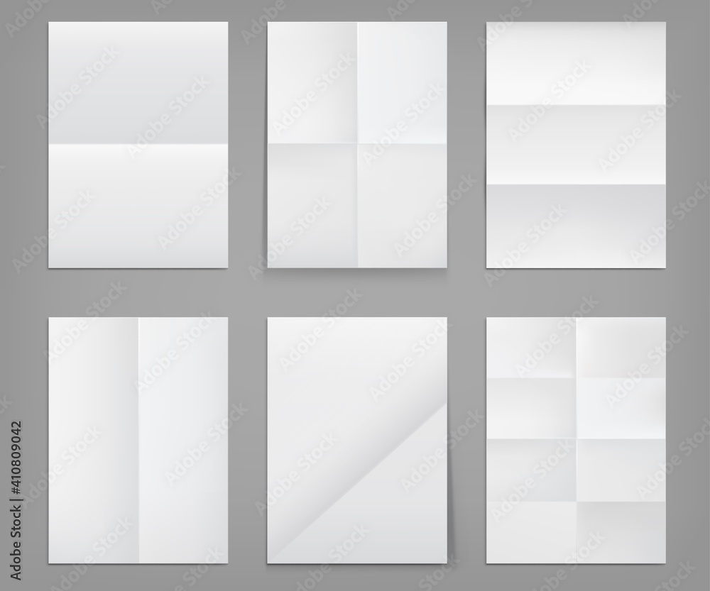 Стоковое векторное изображение «Folded posters, white paper blank ...