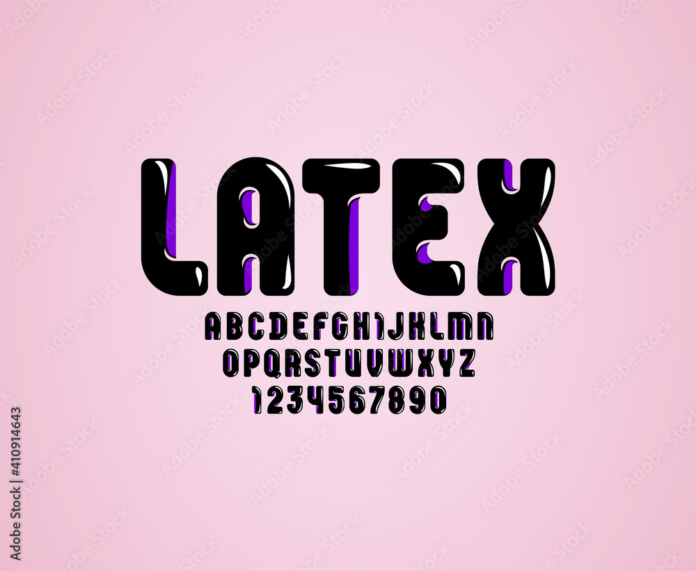 Latex black font, trendy rubber alphabet in the erotic style, modern ...