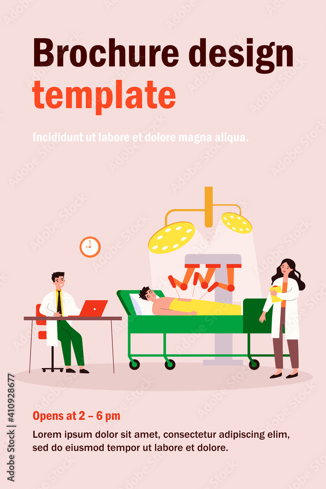 Surgeons watching robot doing surgical operation flat vector ...