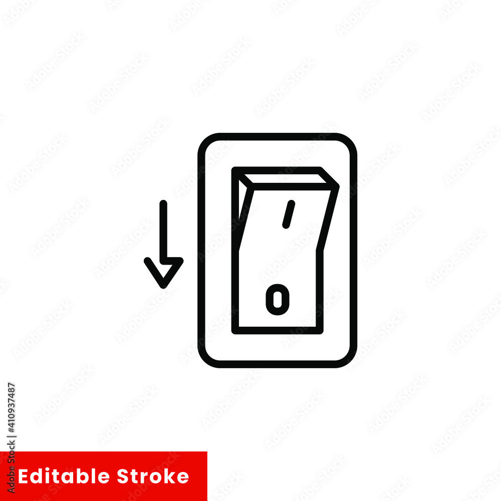 Light off, electric switch line icon. Power turn off button outline style sign for web and app ...