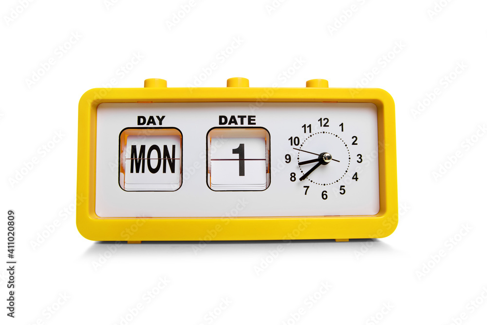Retro electronic alarm clock and analog flip calendar. Retro design ...