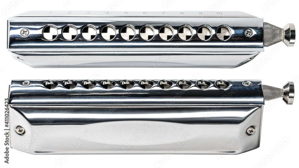 Стоковое фото «Harmonica Musical instrument. French harp, blues harp ...