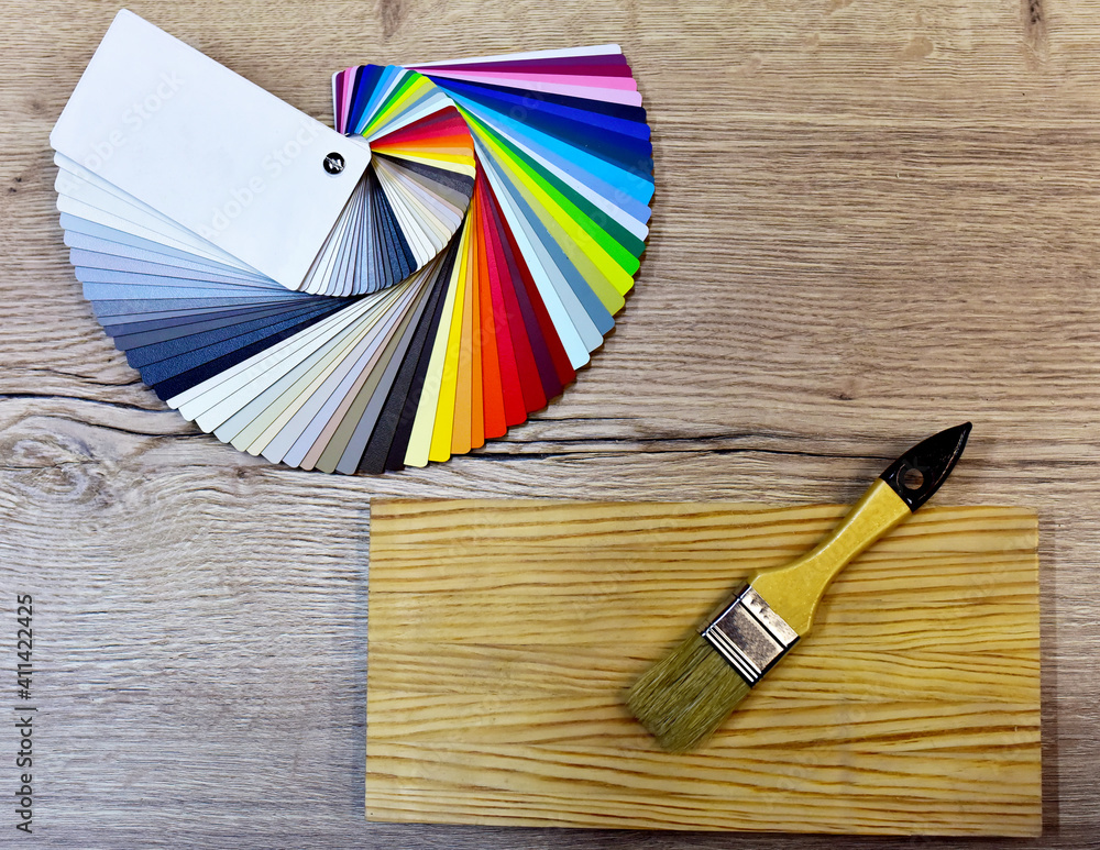 Photo Stock Color palette swatches with paint brush. Palette of ...