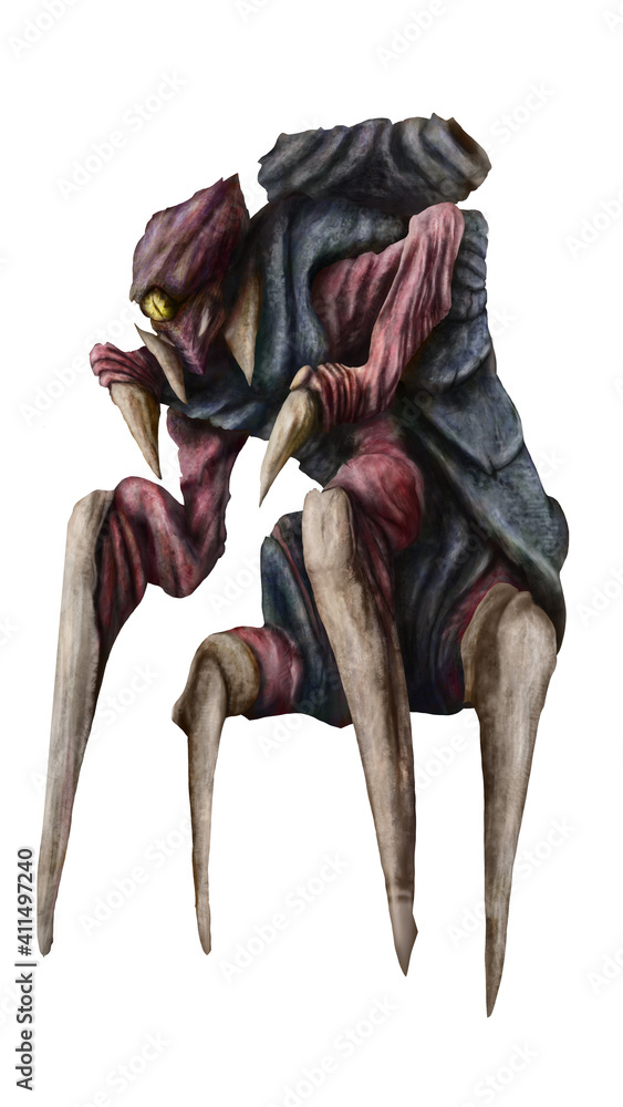 character concept. a monster with many legs is in a dangerous position ...