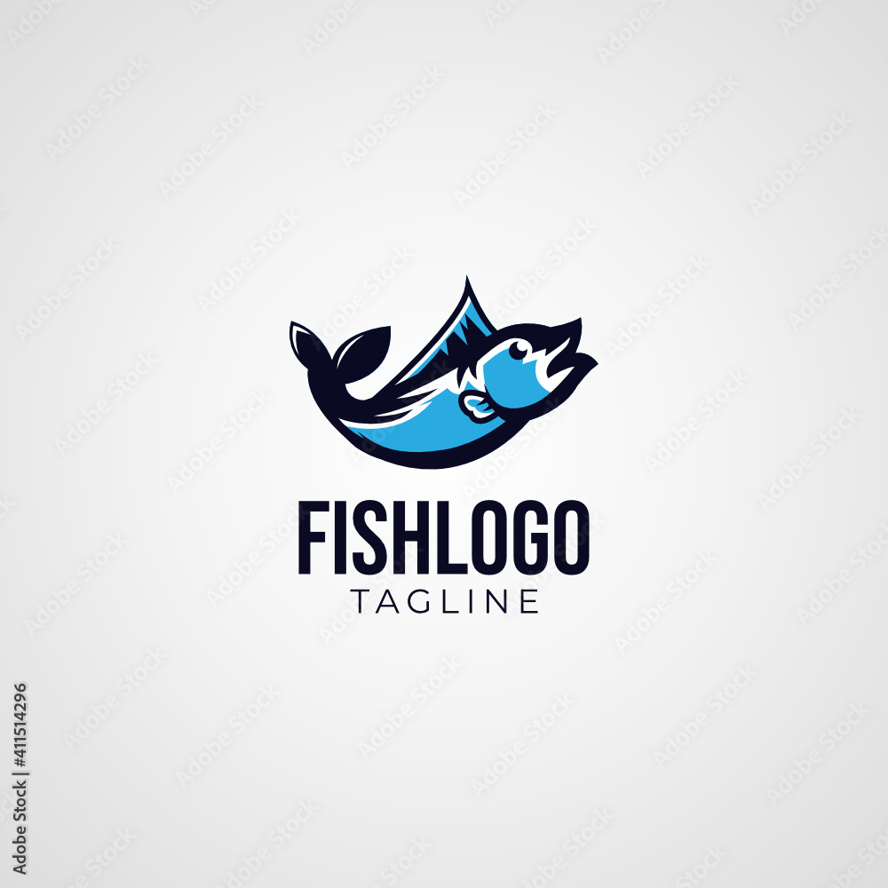 Simple fish mascot logo design Stock Vector | Adobe Stock