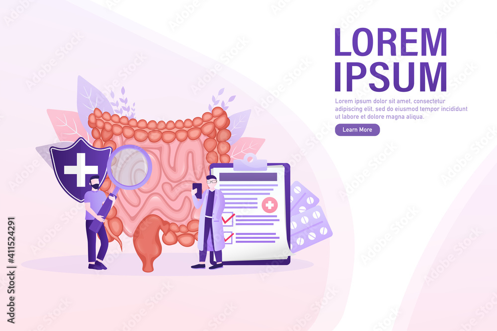 Cartoon vector illustration. Flat vector illustration with intestines ...
