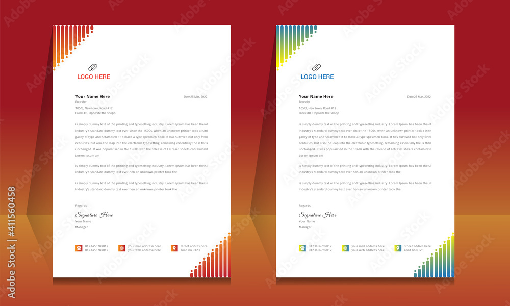 Letterhead format template, business style letterhead design template ...