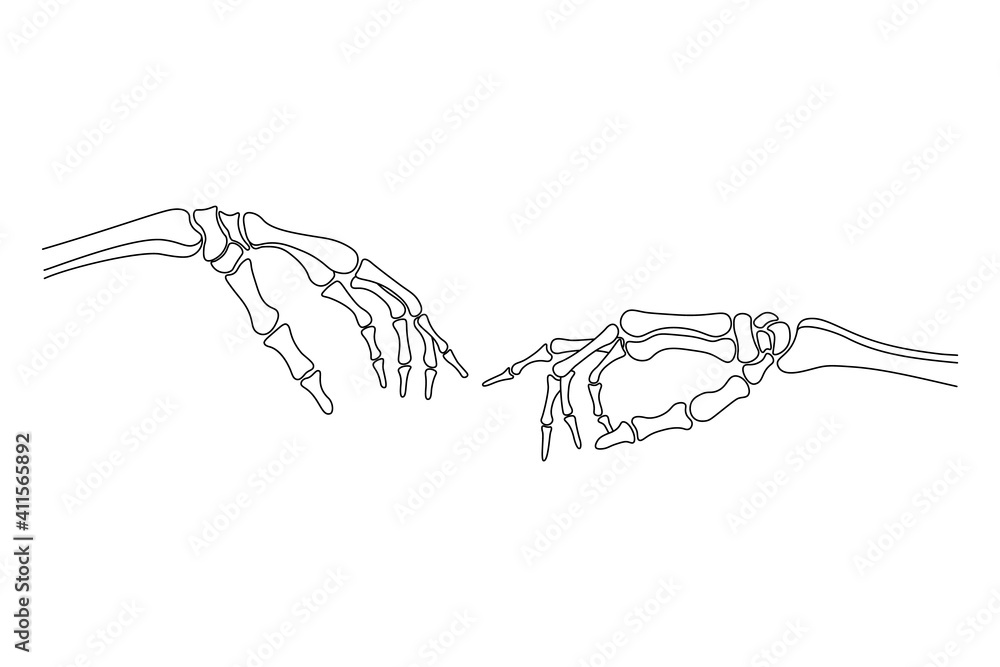 Bones of two hands, the creation of adam Michelangelo inspired art ...