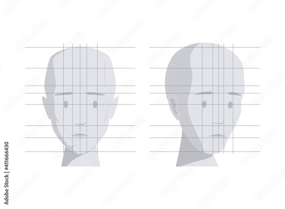 Model of human head in different angles vector flat illustration ...