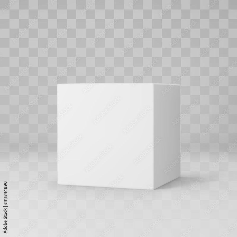White 3d cube with perspective isolated on transparent background. 3d ...