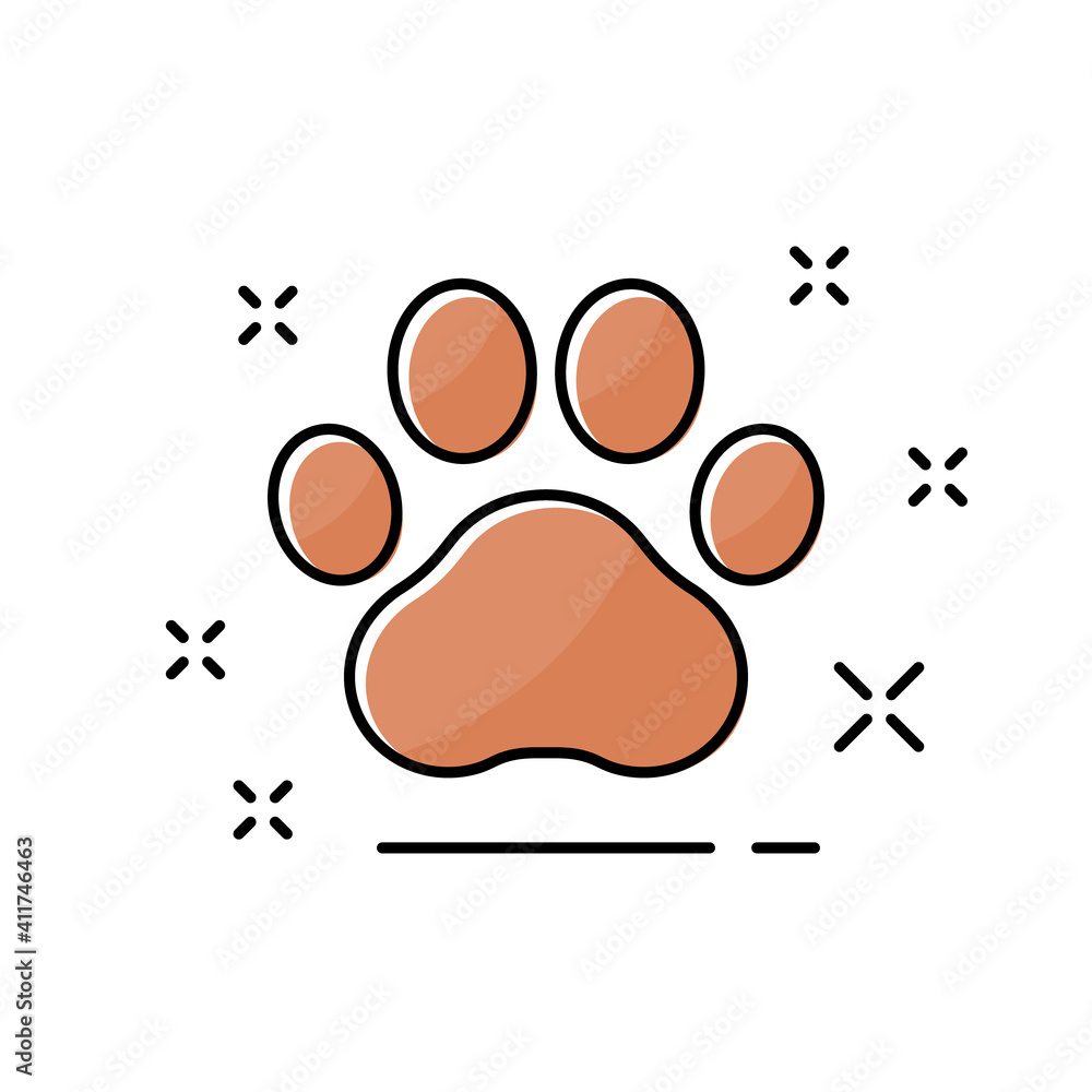 Cute icon animal pawprint in comic style.Footprint pet. Paw prints ...