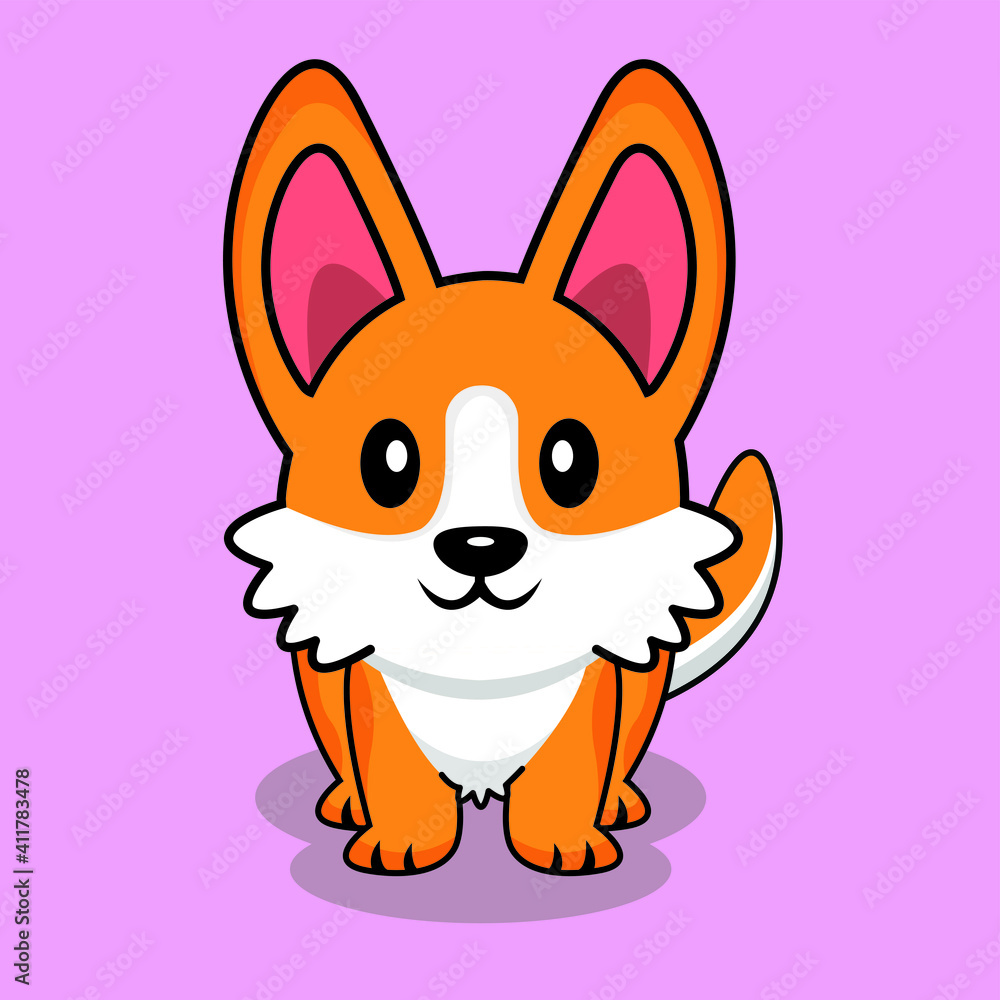 Cute dog standing cartoon vector illustration. flat cartoon style ...