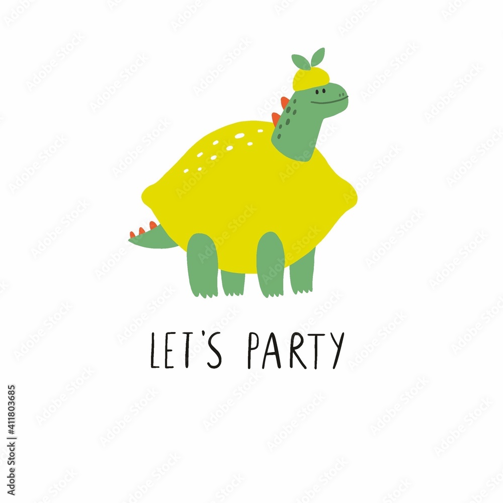 Cute summer dinosaur in flat style. Cartoon vector Dino In costume ...