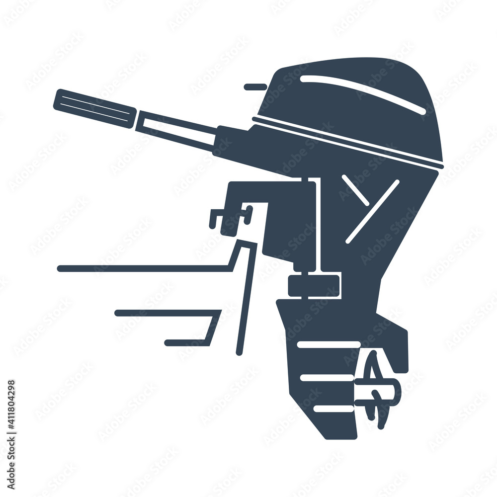 Vector black icon outboard engine boat motor Stock Vector | Adobe Stock