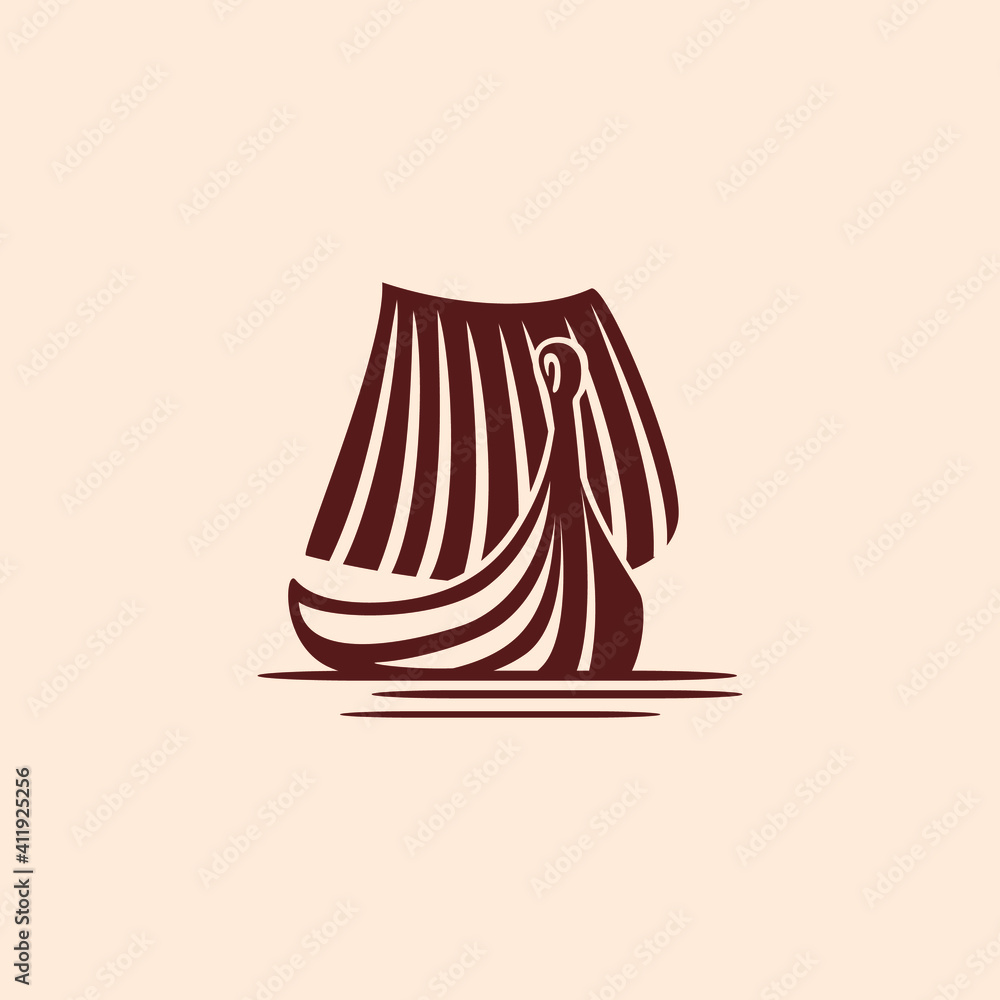 Viking transport ship logo. Vector Illustration. Branding Identity ...